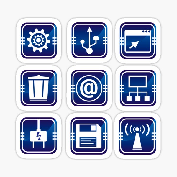 " IT technology Sticker. Blue icons-set " Sticker by MVArtStudio ...