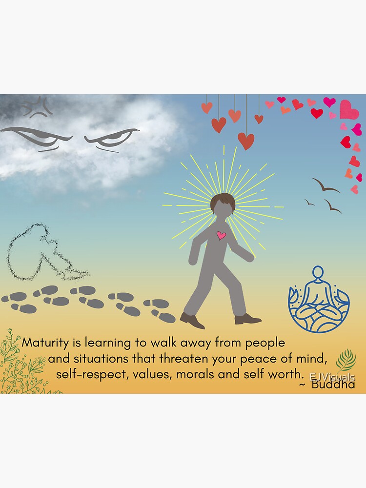 "Maturity Quote by Buddha" Sticker for Sale by EJVisuals | Redbubble