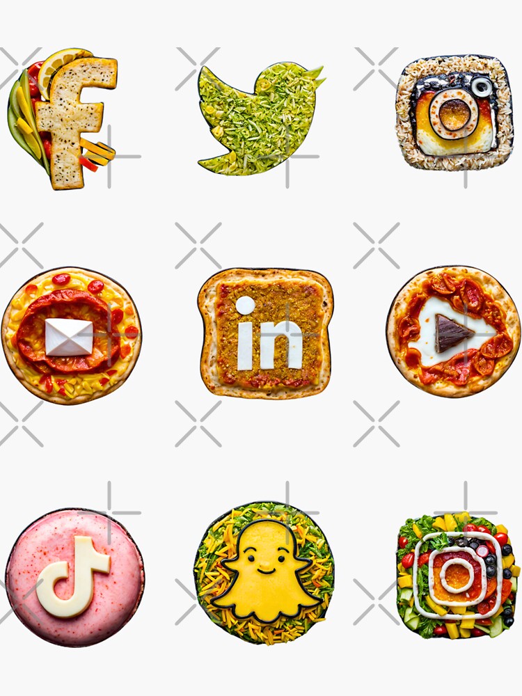 "Social Media Food Icons " Sticker for Sale by andrex66 | Redbubble