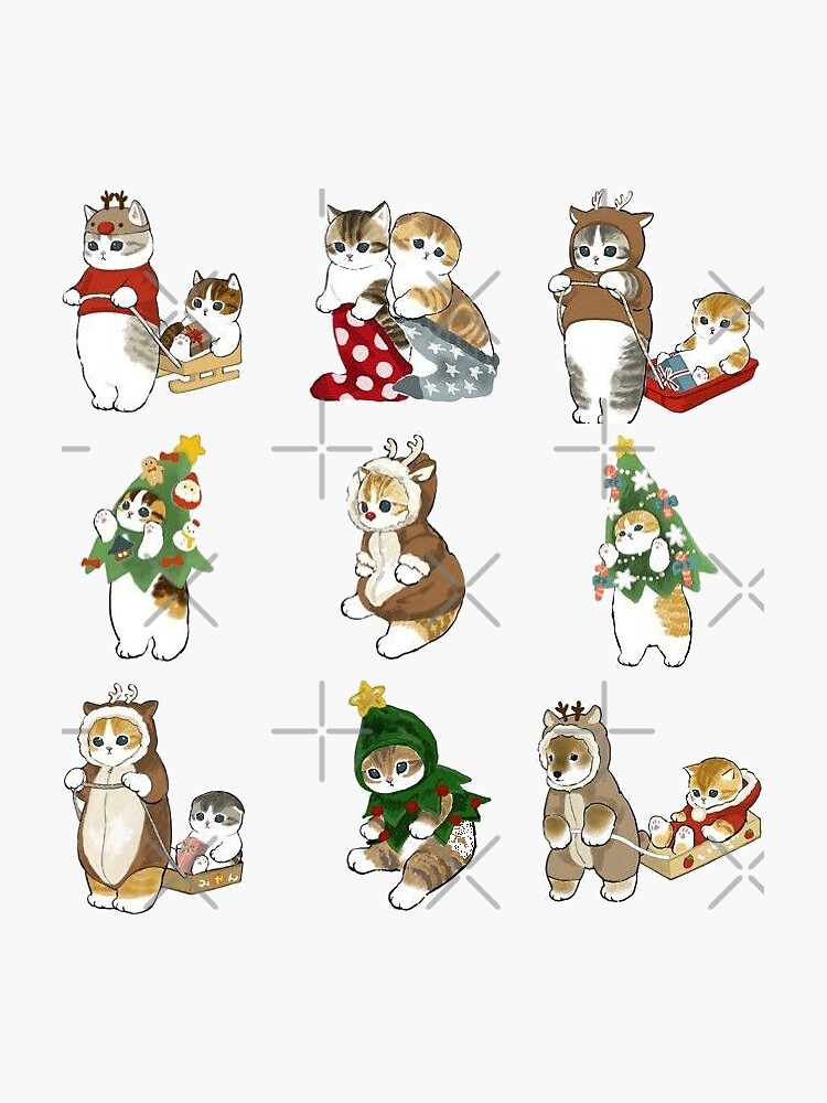 "Mofusand - Christmas Set " Sticker for Sale by penny555 | Redbubble