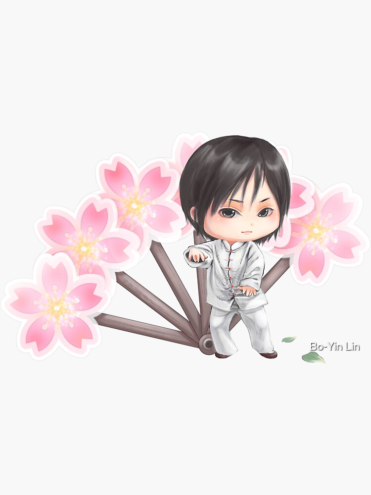 "Chibi Martial Artist doing Tai Chi with Cherry Blossom Fan - Cute ...