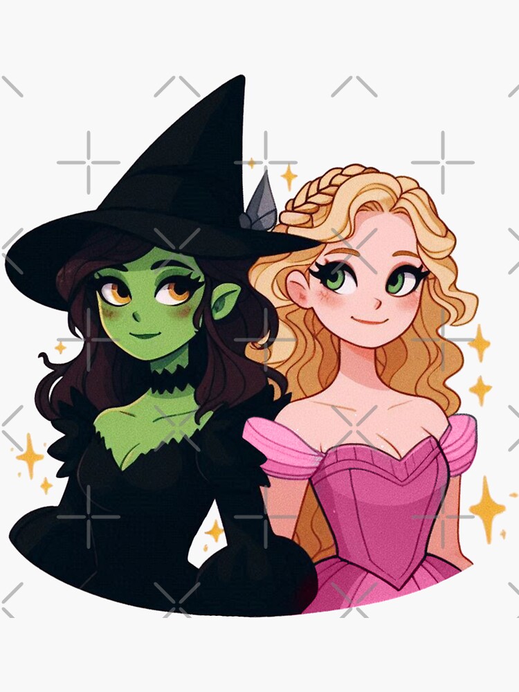 "Elphaba & Glinda Wicked the Musical" Sticker for Sale by NerdiPop ...