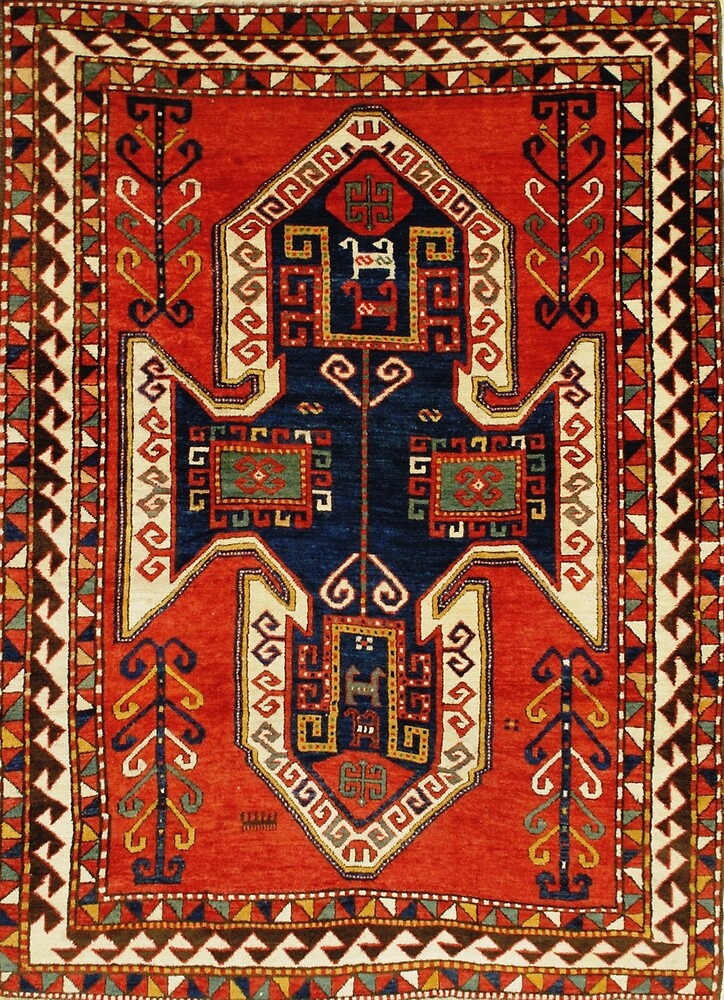 "Kazak Antique Persian Rug Print" by Vicky Brago-Mitchell® | Redbubble