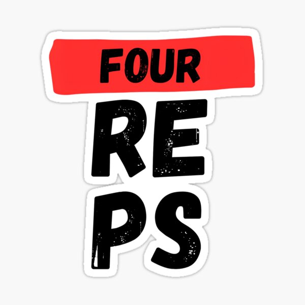 "Four Reps Gym Motivational" Sticker for Sale by Fitness Realm | Redbubble