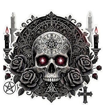 "Occult Skull & Black Roses" Sticker by Alex45230 | Redbubble