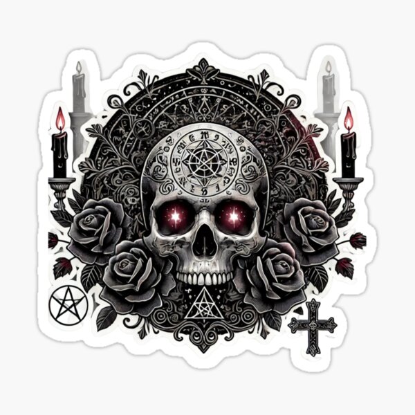 "Occult Skull & Black Roses" Sticker by Alex45230 | Redbubble