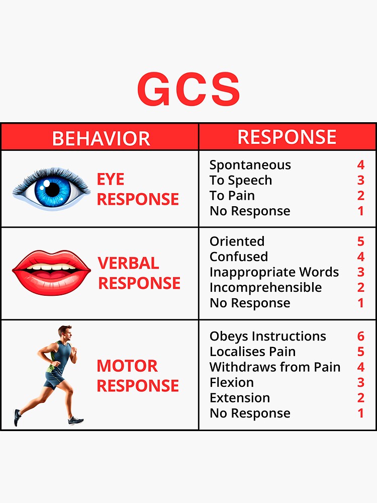 "The Glasgow Coma Scale (GCS)" Sticker for Sale by IspaDesigns | Redbubble