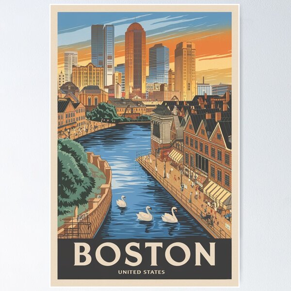 "Boston Vintage Travel Poster" Poster for Sale by TravelerRat | Redbubble