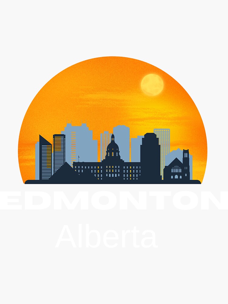 "Classic T Shirt Edmonton Alberta Canada City Skyline" Sticker for Sale ...