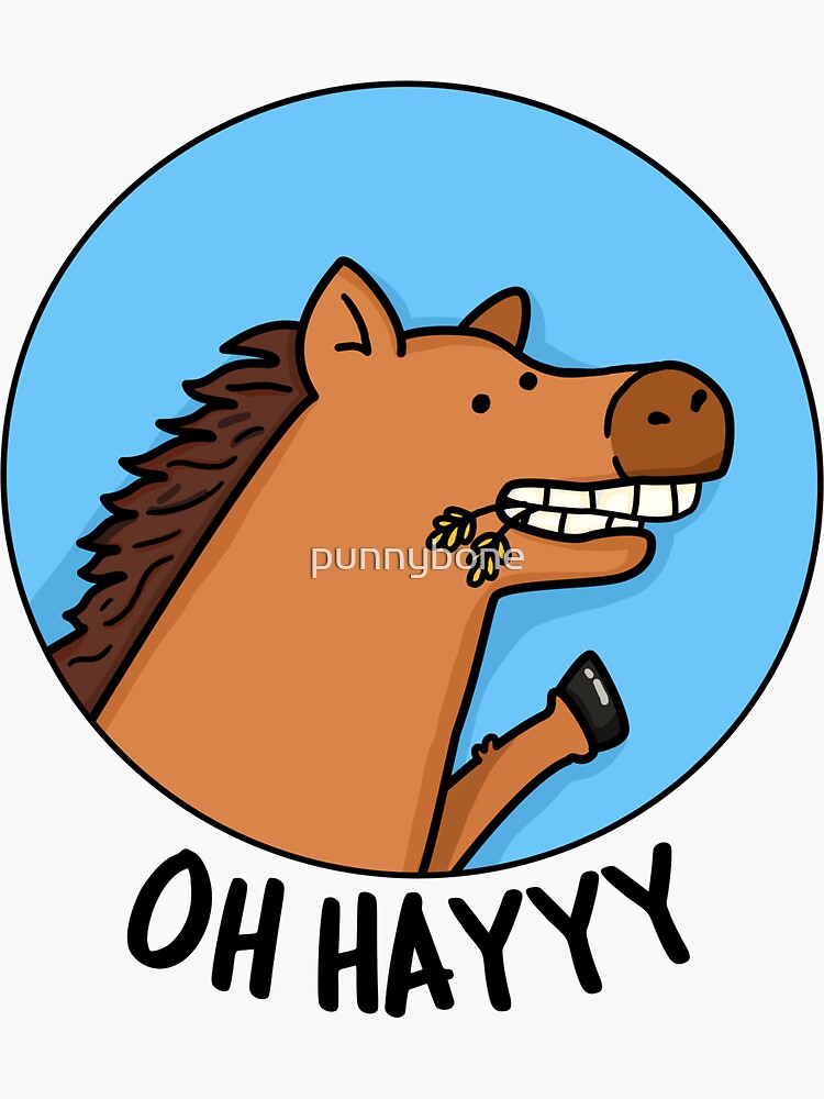 "Oh Hayyy Horse Animal Pun" Sticker for Sale by punnybone | Redbubble