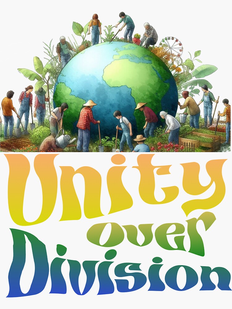 "Unity over Division - Earth Justice" Sticker for Sale by YngDemMcCo | Redbubble