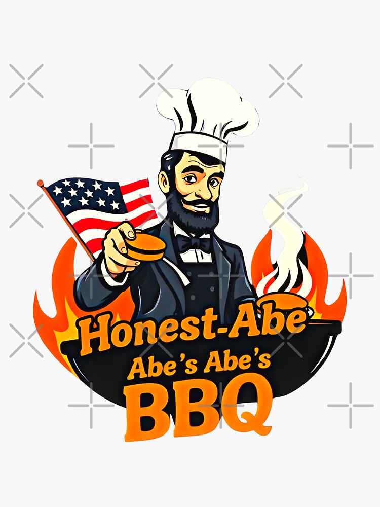 "Honest Abe’s BBQ: Fun Retro Chef Lincoln Flipping Burgers - Perfect ...