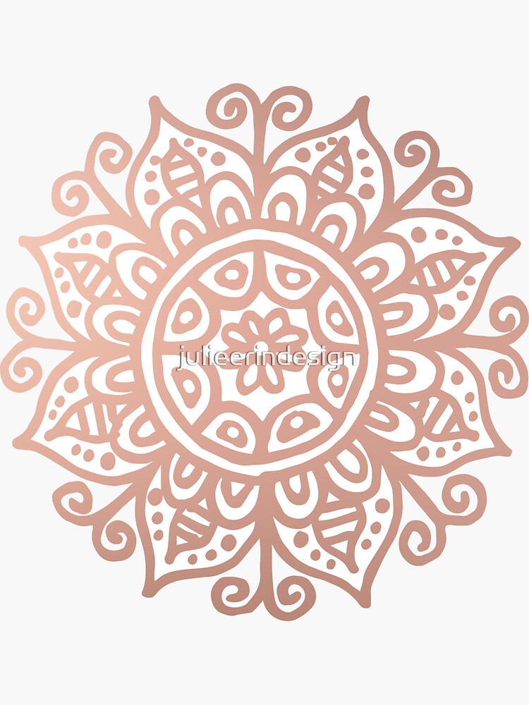 "Rose Gold Floral Mandala" Sticker for Sale by julieerindesign | Redbubble