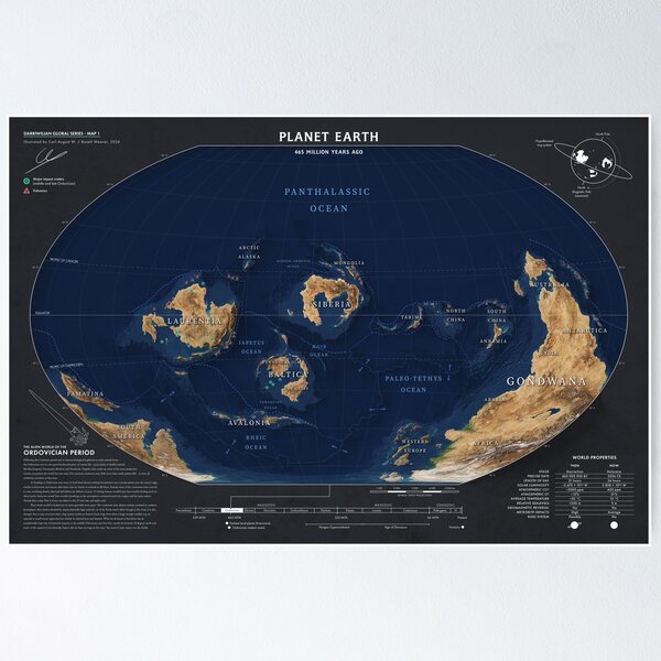 "Ordovician 465 MYA - World Map (fixed)" Poster for Sale by CarlAugustW ...