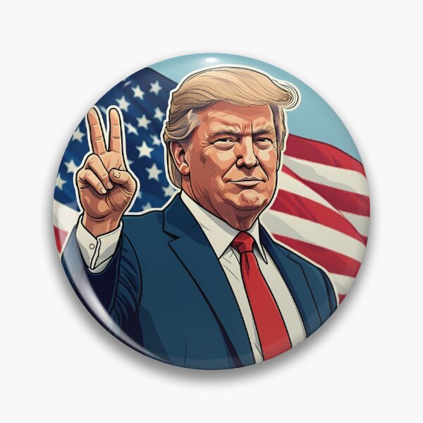 "Donald Trump Making A Victory Hand Gesture" Pin for Sale by deelitt ...