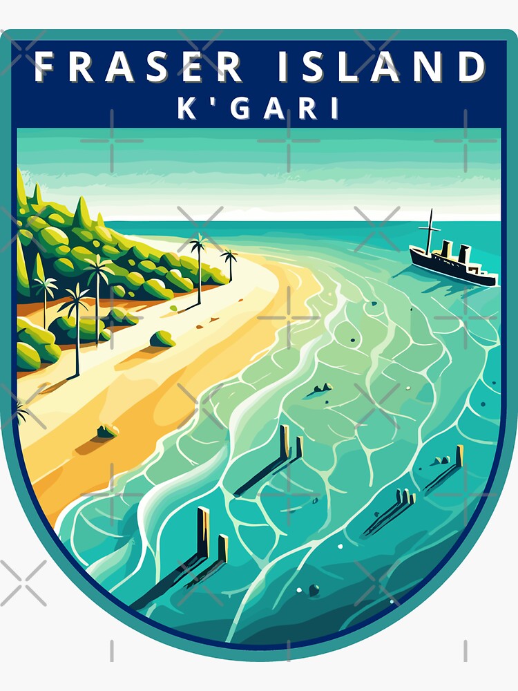 "Fraser Island K'gari Retro Skyline" Sticker for Sale by MaateoDesign ...