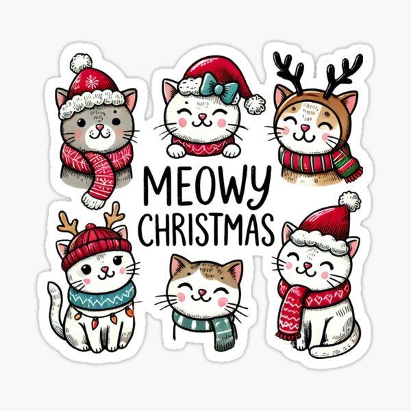 "meowy christmas" Sticker for Sale by zebra design | Redbubble