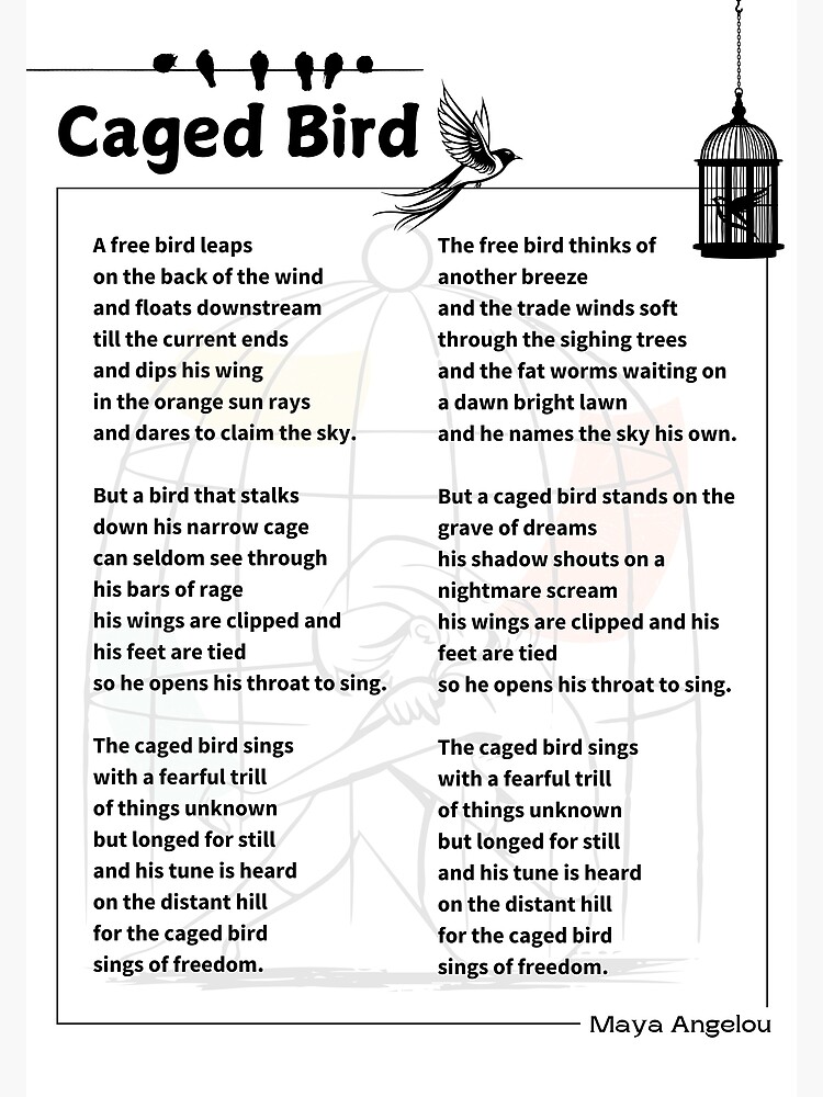 "Caged Bird Poem by Maya Angelou" Poster for Sale by Poeticrituation | Redbubble
