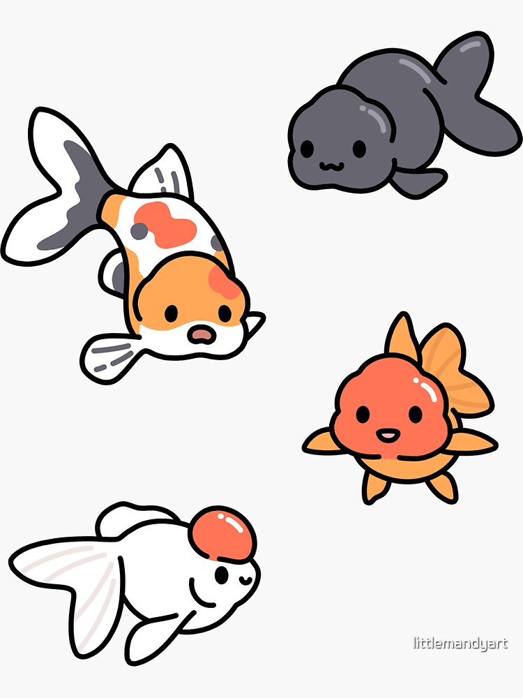 "Cute Oranda Goldfish" Sticker for Sale by littlemandyart | Redbubble