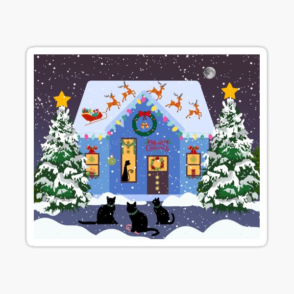 "Meowy Christmas Winter Wonderland" Sticker for Sale by EJVisuals ...