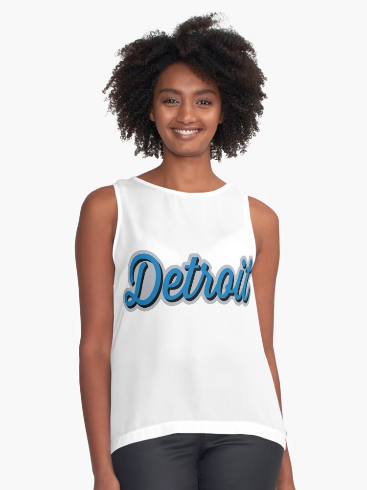 "Detroit Football in Cursive, Honolulu Blue, Silver, and Black" Sticker ...