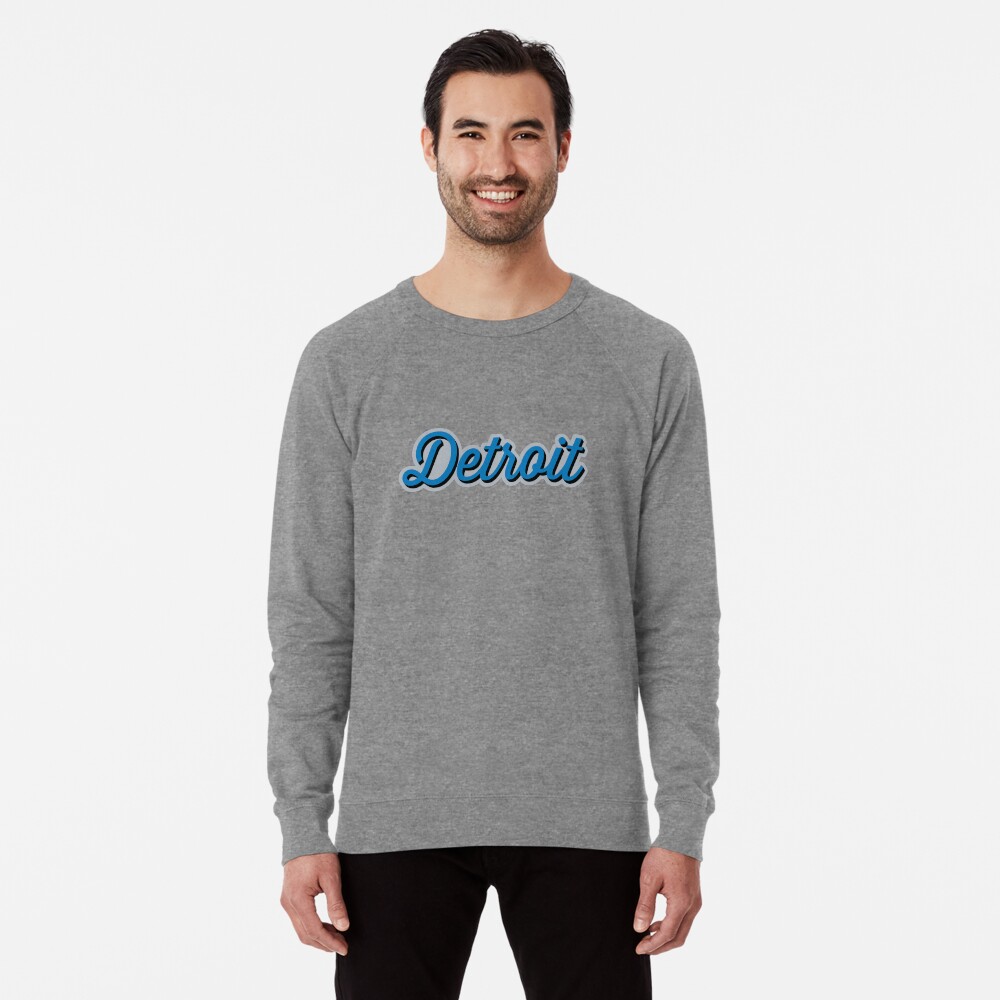 "Detroit Football in Cursive, Honolulu Blue, Silver, and Black" Sticker ...