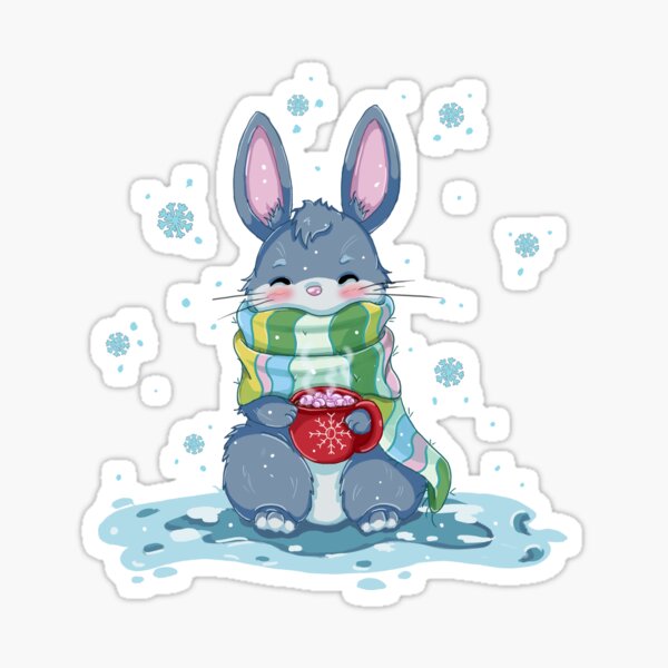 "First Snow Bunny" Sticker for Sale by SumireSato4 | Redbubble