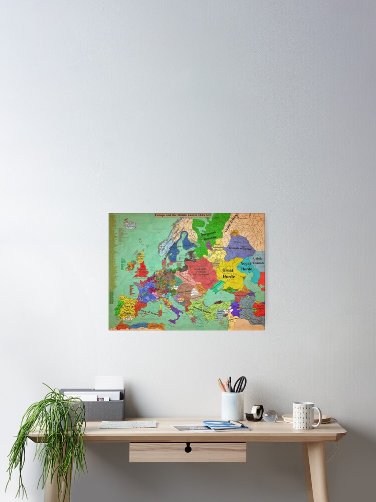 "Map of Europe and the Middle East in 1444" Poster for Sale by Stefan Z ...