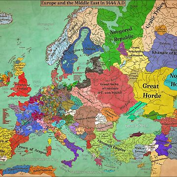 "Map of Europe and the Middle East in 1444" Poster for Sale by Stefan Z ...