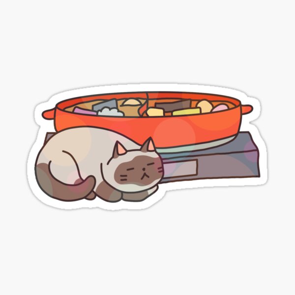 "Cats with Food Series Hot Pot" Sticker for Sale by eggcatmaki | Redbubble