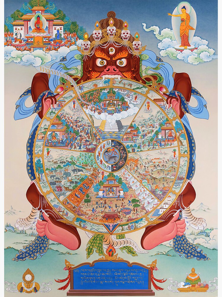 "Tibetan Buddhist Thangka - Wheel of life - Bhavachakra" Art Board ...