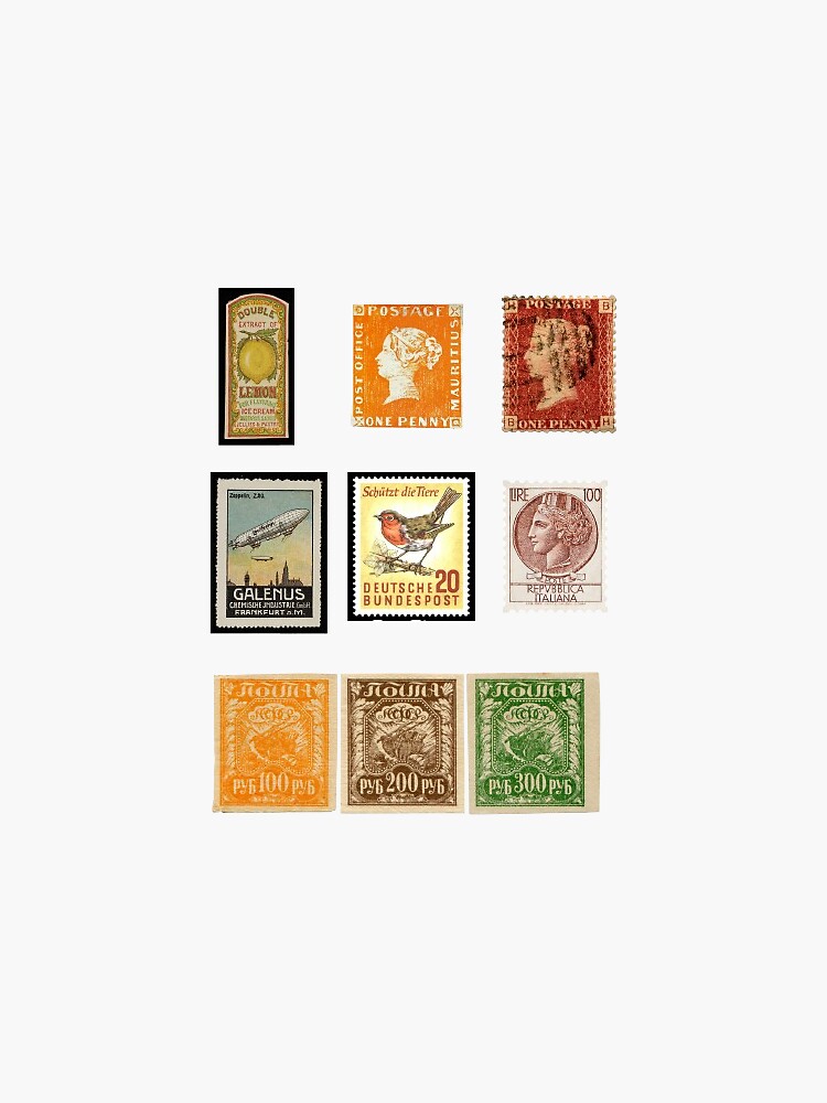"Vintage Postal Stamps Decorative Scrapbook Stickers" Sticker for Sale ...