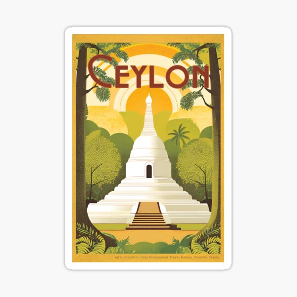 "Vintage Travel Art Print – Ancient White Buddhist Stupa, Ceylon ...