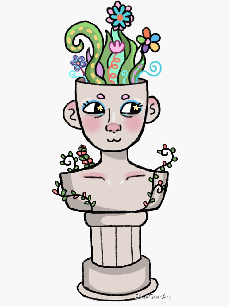 "Floral Statue Bust" Sticker for Sale by BlueStarArt | Redbubble
