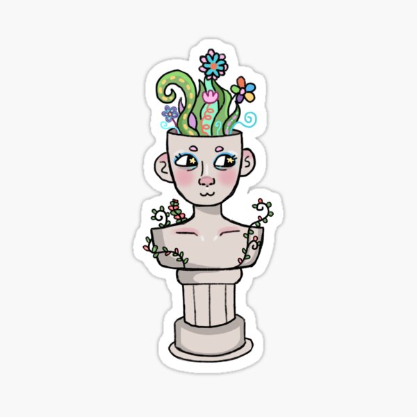 "Floral Statue Bust" Sticker for Sale by BlueStarArt | Redbubble