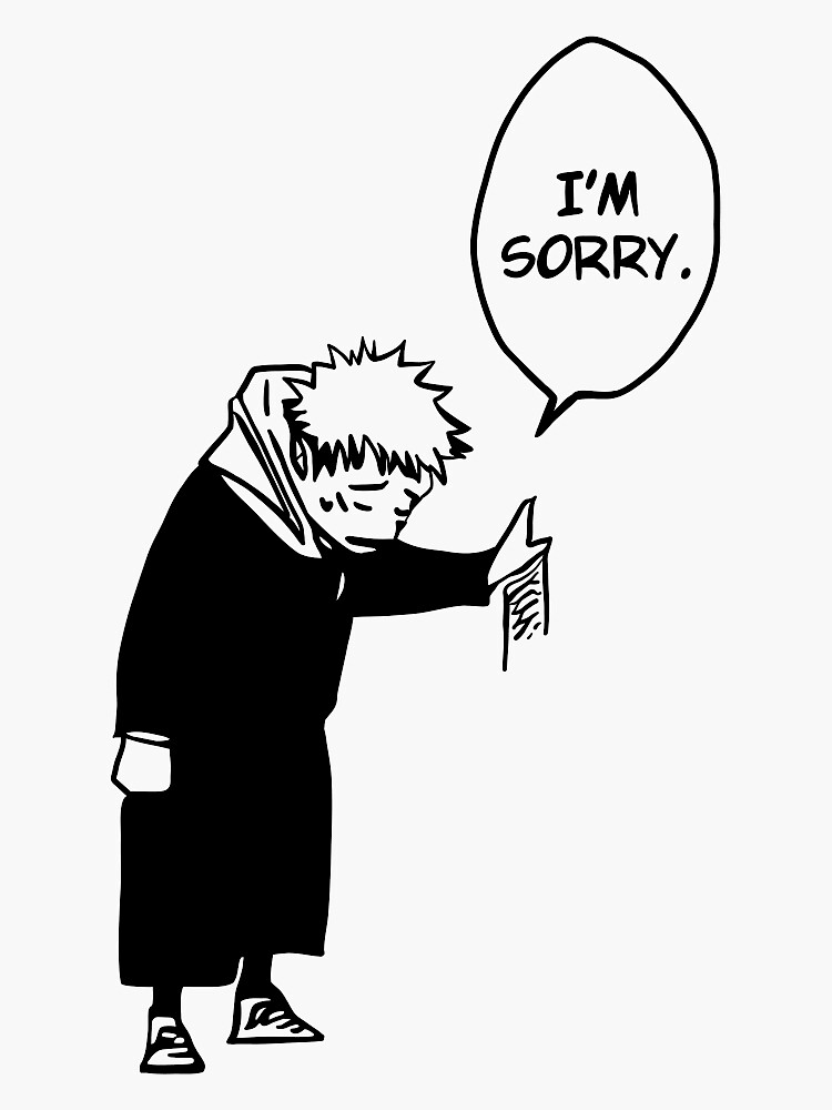 "Yuji Itadori "I'm Sorry"" Sticker by Laetitia-Han | Redbubble