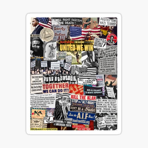 "American Anti-Fascist Collage" Sticker for Sale by IFUSA | Redbubble
