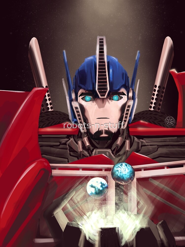 "Optimus Prime w/ Earth and Cybertron" Art Print by robots-n-stuff ...