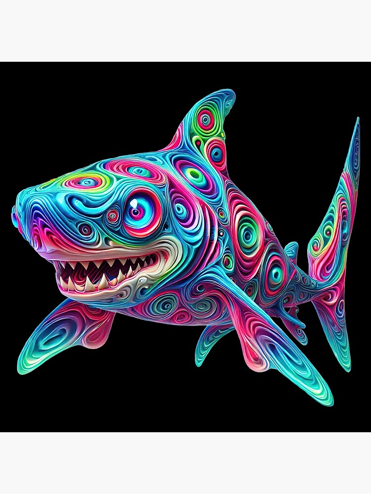 "Trippy Great White Shark – Psychedelic Spiral Art" Art Board Print for Sale by SHHCreations ...