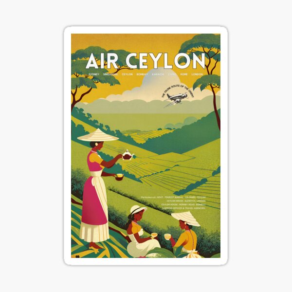 "Vintage Travel Art Print – Air Ceylon: The Trunk Route of the Orient ...