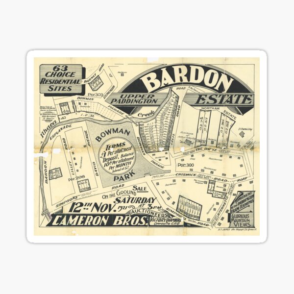 "Bardon Estate, Upper Paddington (now Bardon), 1921 Vintage Suburb Map ...