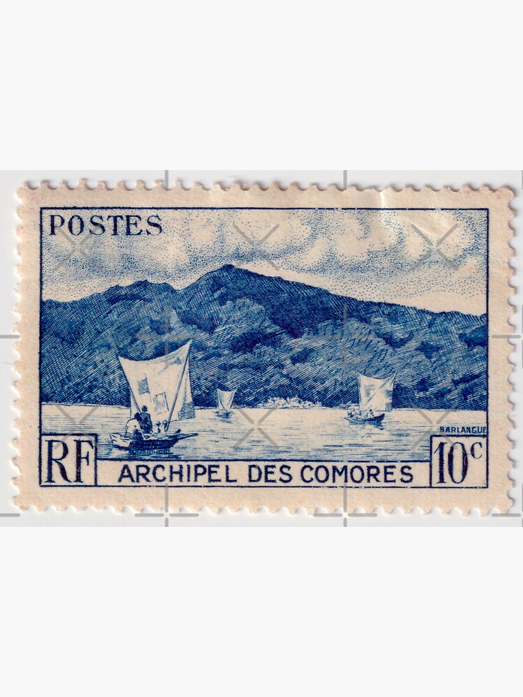 "Comores/Comoros Stamp in Blue" Sticker for Sale by rogerstrawberry ...