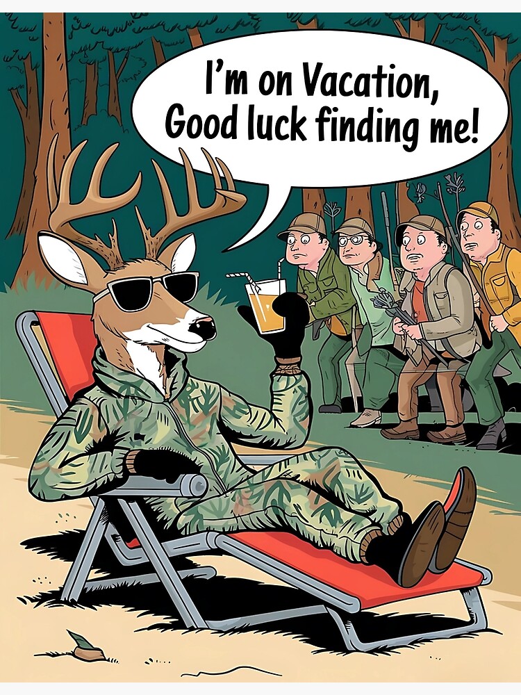 "Deer on Vacation: Good Luck Hunters!" Greeting Card for Sale by ...