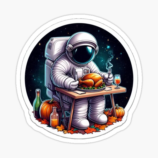 "Astronaut having Thanksgiving dinner in space" Sticker for Sale by ...