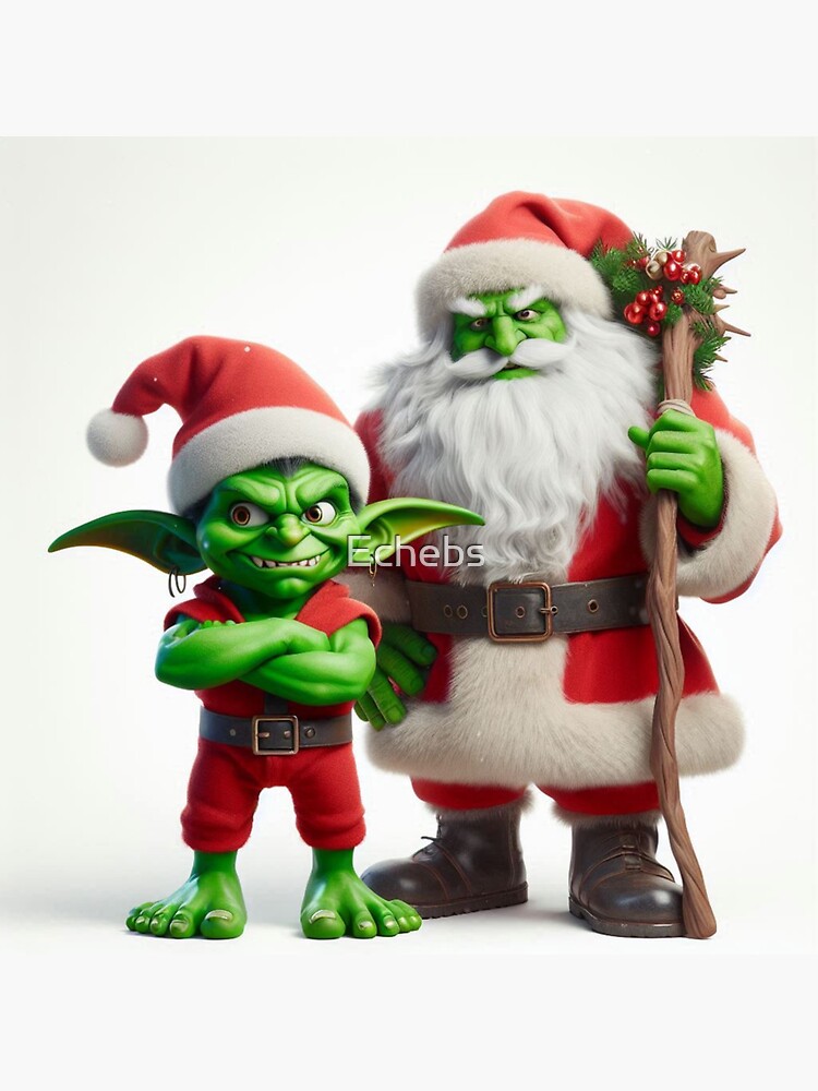 "Festive Role-Reversal: Santa and Goblin Swap" Sticker for Sale by ...