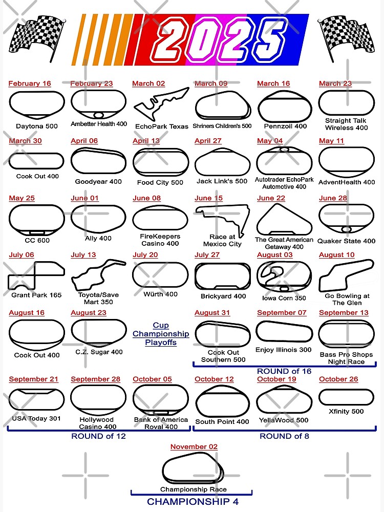 "Schedule Nascar Cup Series 2025 white" Poster for Sale by ideasfinder ...