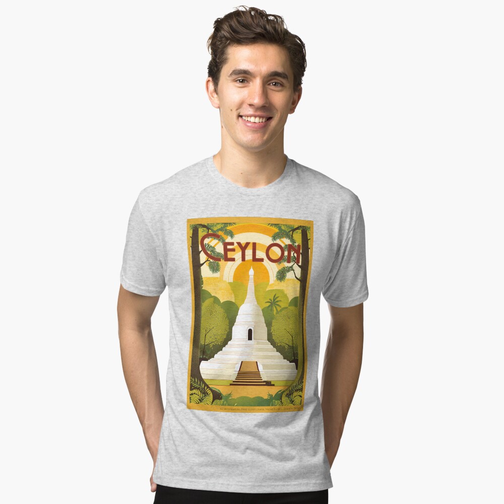 "Vintage Travel Art Print – Ancient White Buddhist Stupa, Ceylon ...