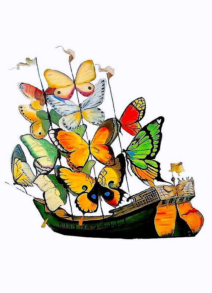 "BUTTERFLY SAILS : Vintage Boat Print" by posterbobs | Redbubble