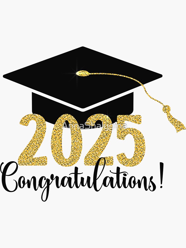 "Congratulations Grad 2025 Graduation Glitter Print. Cute Graduate Cap ...