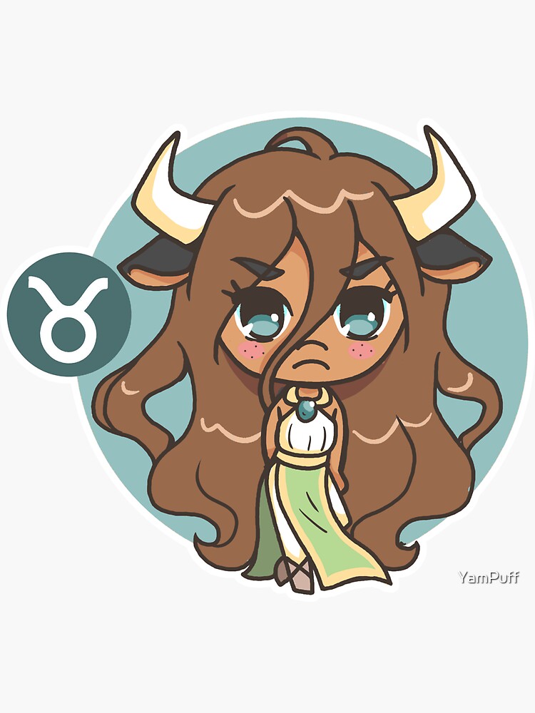 "Taurus - The Chibi Zodiac" Sticker for Sale by YamPuff | Redbubble